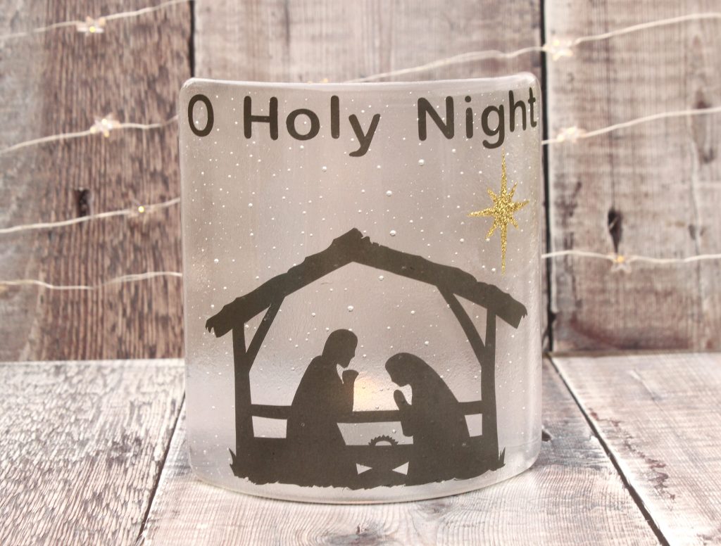 O Holy Night - Christmas Tree Candle Curve - Sparkly Place Fused Glass